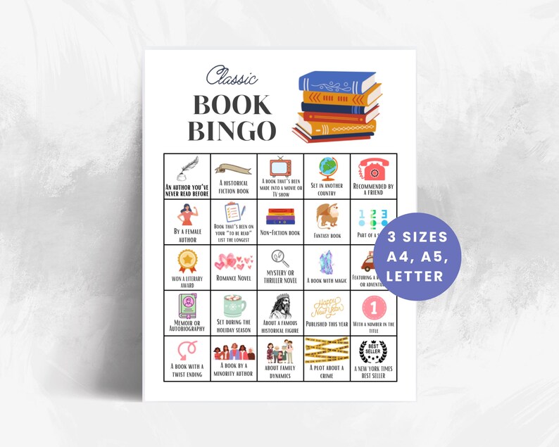 Book Bingo, Printable Journal Page, Book Challenge, Reading Challenge ...
