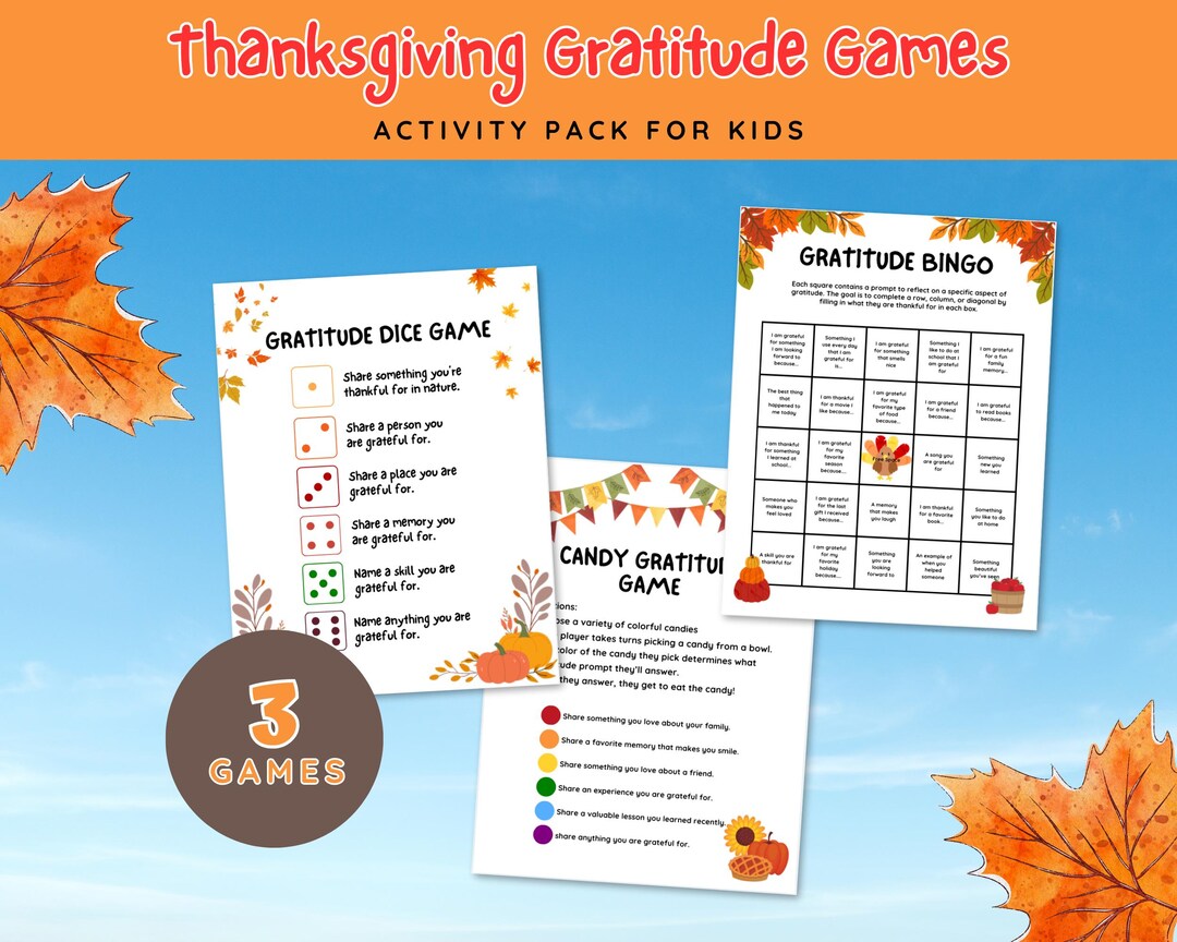 Thanksgiving Gratitude Games, Gratitude Bingo, Gratitude Dice ...
