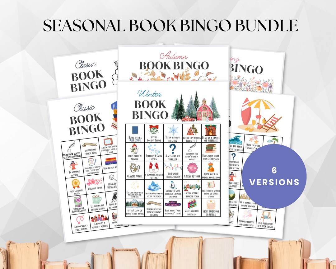 Seasonal Book Bingo, Printable Journal Page, Book Challenge, Reading ...