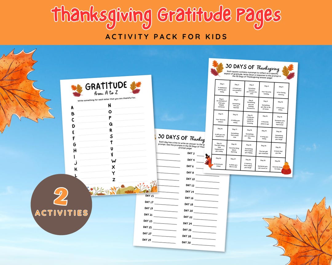 Thanksgiving Gratitude Activity for Kids, Gratitude Exercise ...