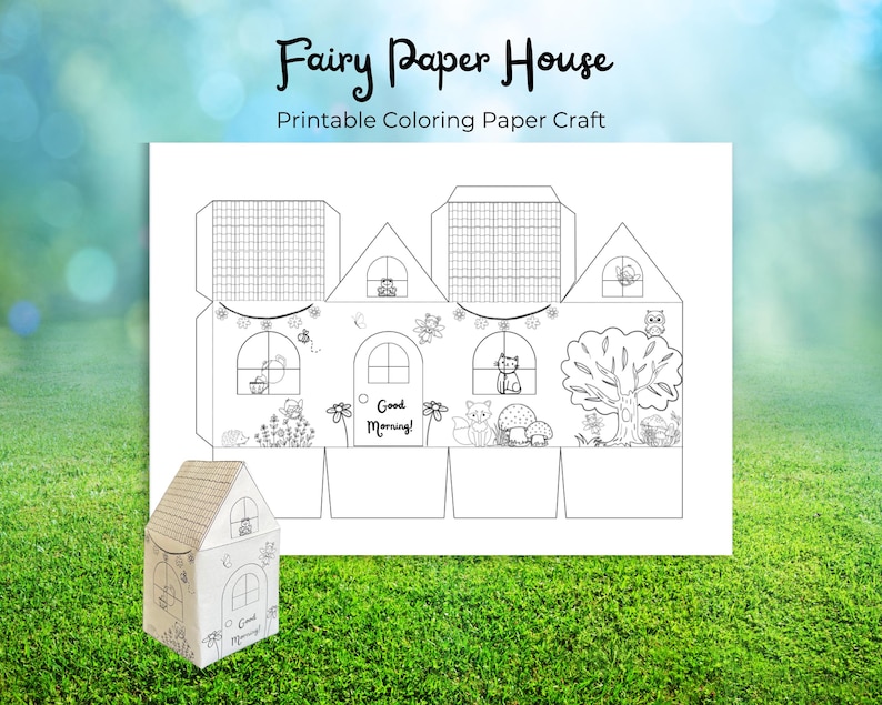 Fairy House Paper Craft, 3D Paper House Template, Cottage Core Fairy ...