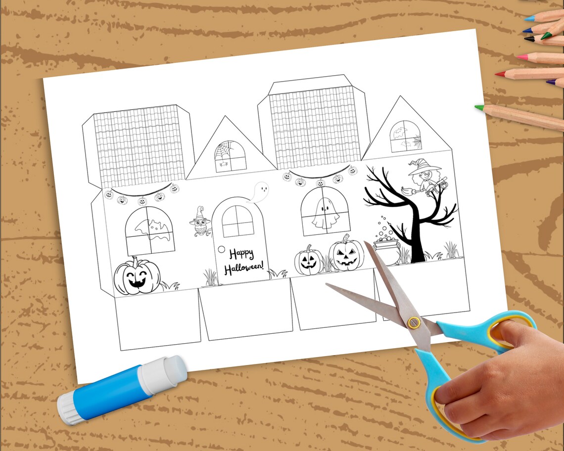 Halloween House Paper Craft, 3D Paper House Template, Spooky Halloween ...