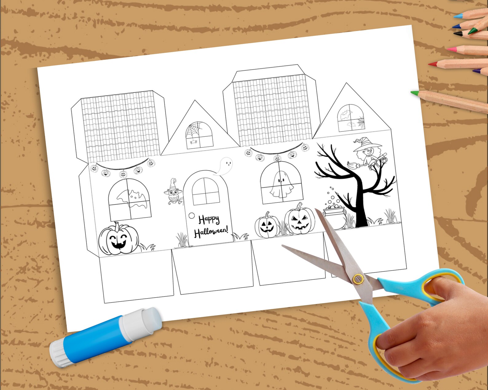 Halloween House Paper Craft, 3D Paper House Template, Spooky Halloween ...