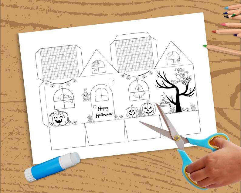 Halloween House Paper Craft, 3D Paper House Template, Spooky Halloween ...