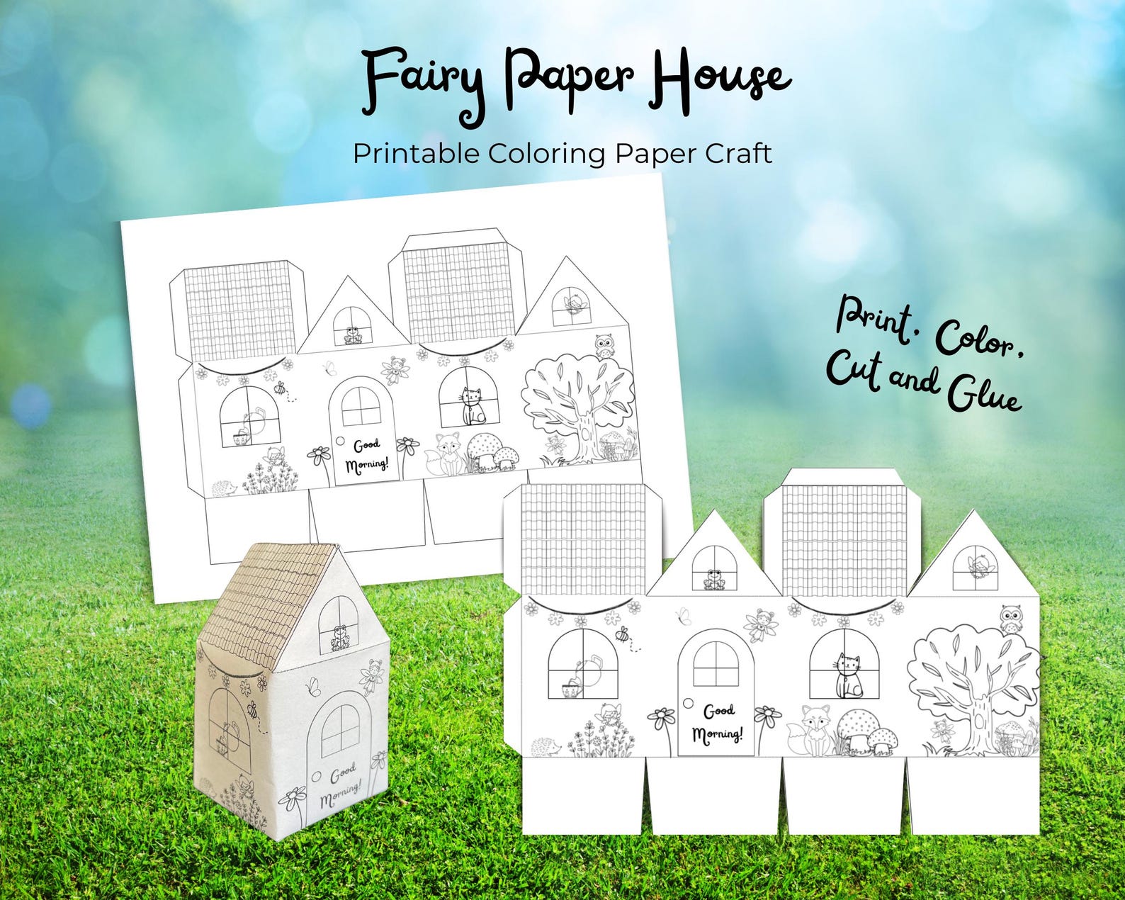 Fairy House Paper Craft, 3D Paper House Template, Cottage Core Fairy ...