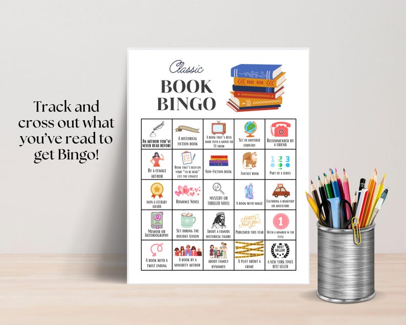 Book Bingo, Printable Journal Page, Book Challenge, Reading Challenge ...