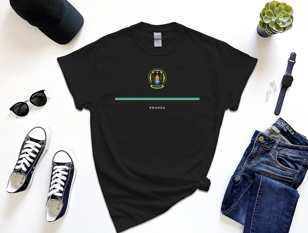 Rwanda Shirt, Full Width Flag Coat of Arms of Rwanda Tshirt Free Gift ...