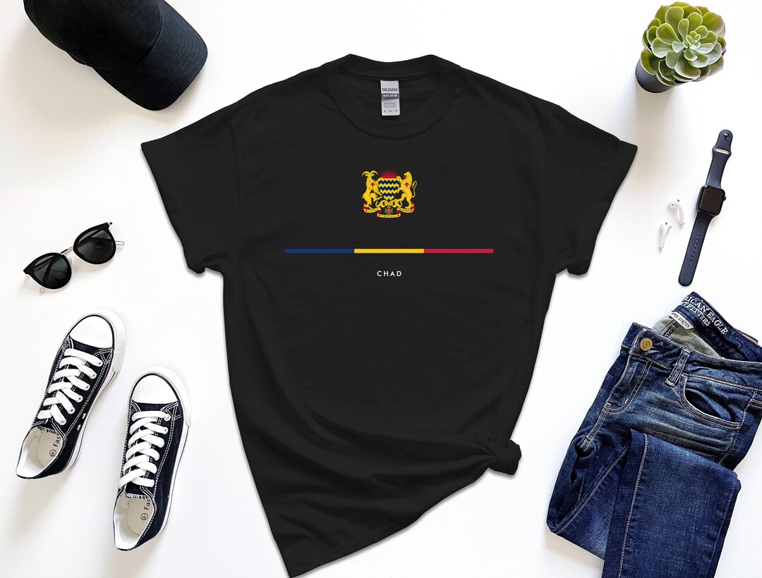 Chad Shirt, Full Width Flag Coat of Arms of Chad Tshirt Free Gift ...