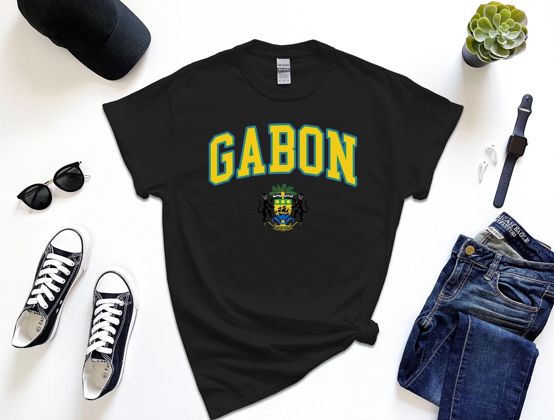 Gabon Shirt, Coat of Arms of Gabon Tshirt Country Emblem Free Gift ...