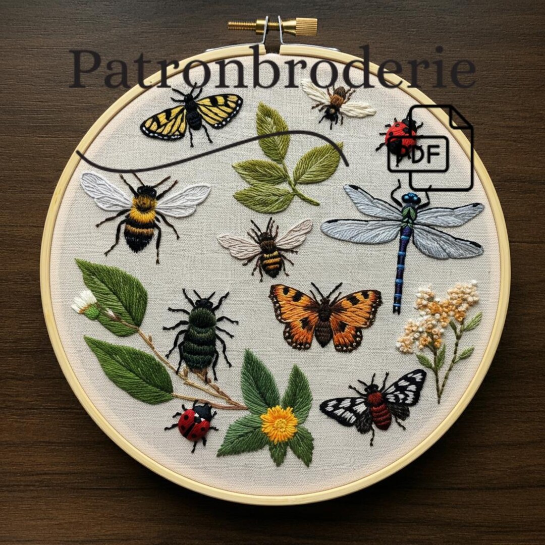Garden Insects Embroidery Pattern, Hand Embroidery, DIY Embroidery ...