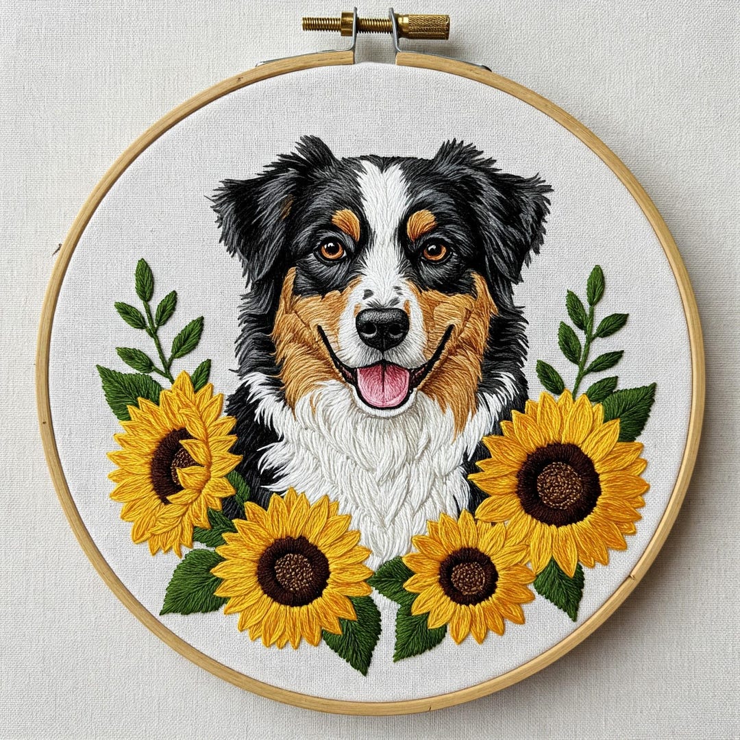 Australian Shepherd Dog Embroidery Pattern PDF, Australian Shepherd ...