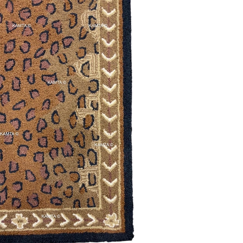 2.5x10 Leopard Print Wool Runner - Hand Tufted Animal Print Rug ...