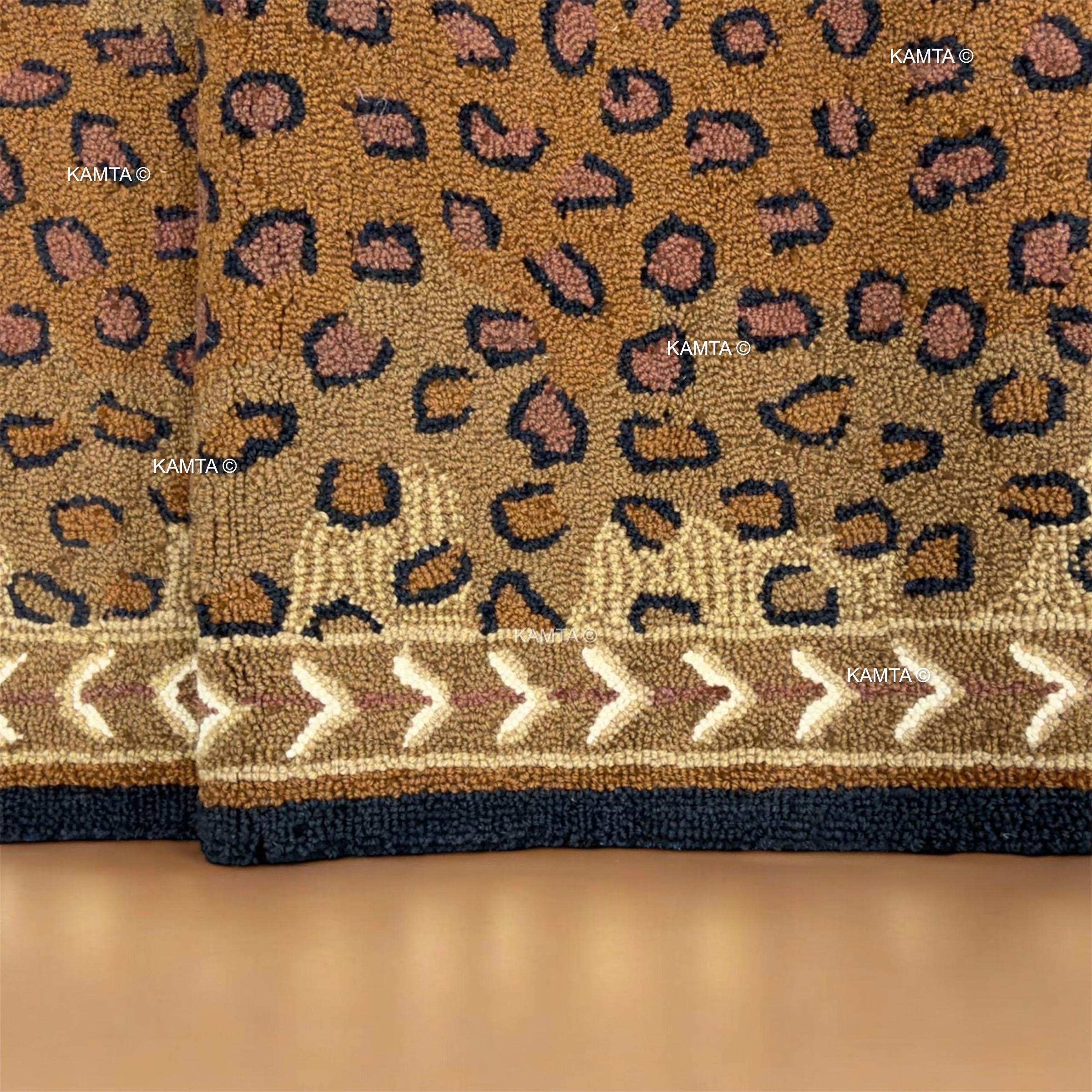 2.5x10 Leopard Print Wool Runner - Hand Tufted Animal Print Rug ...