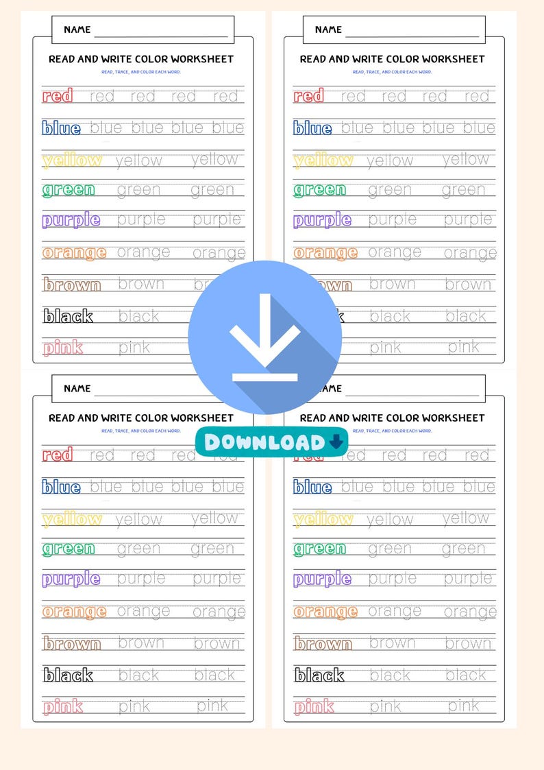 Read and Write Color Worksheet - Etsy