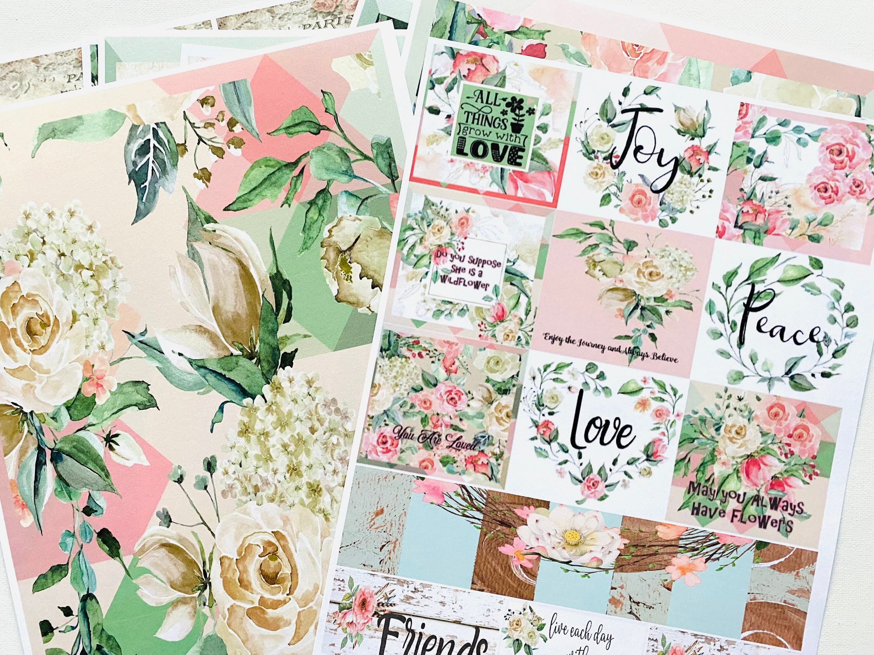 Paper Crafting Kit, 12 Pages With 75 Quotes & Papers for Scrapbooking ...