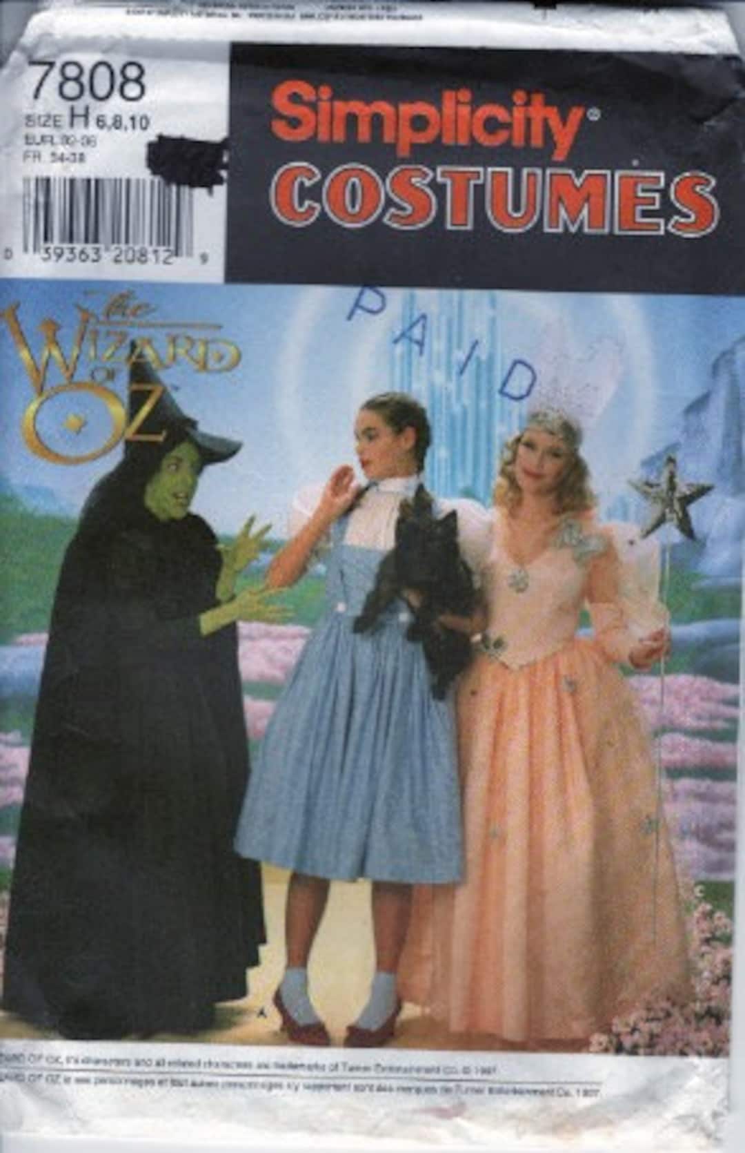 1997 Simplicity 7808 Wizard of OZ Glenda, Dorothy, and Wicked Witch of ...