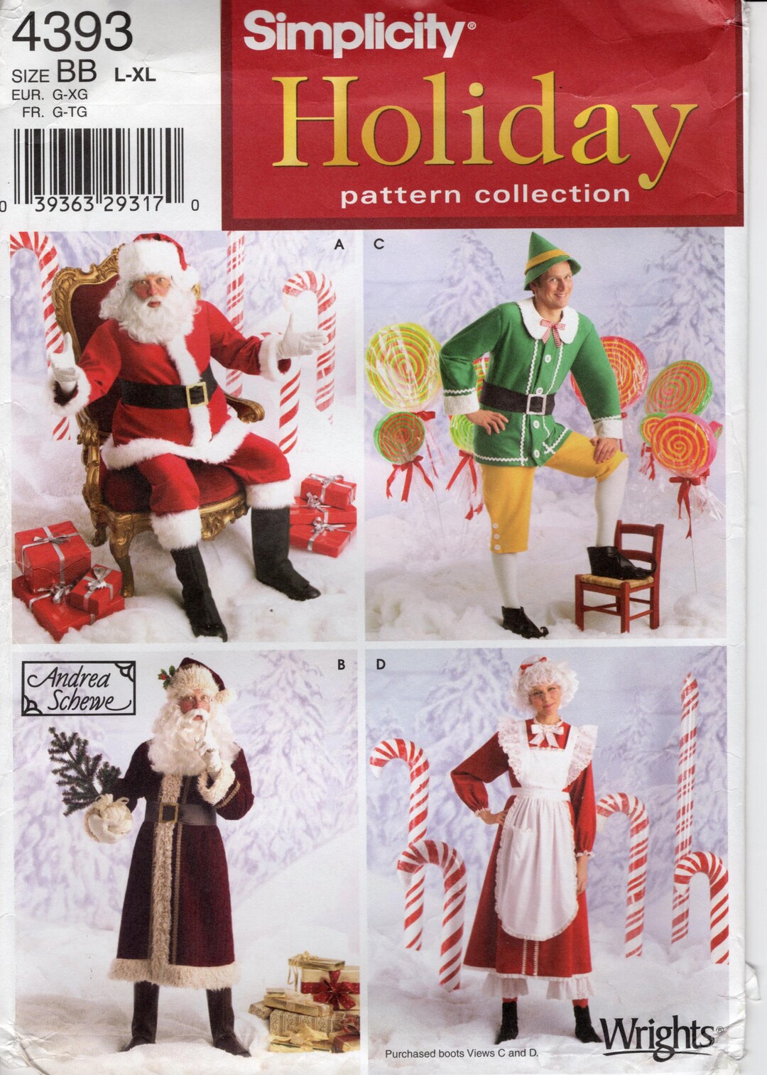 2005 Simplicity 4393 Holiday Costumes. Santa. Elf. Mrs. Claus - Etsy UK