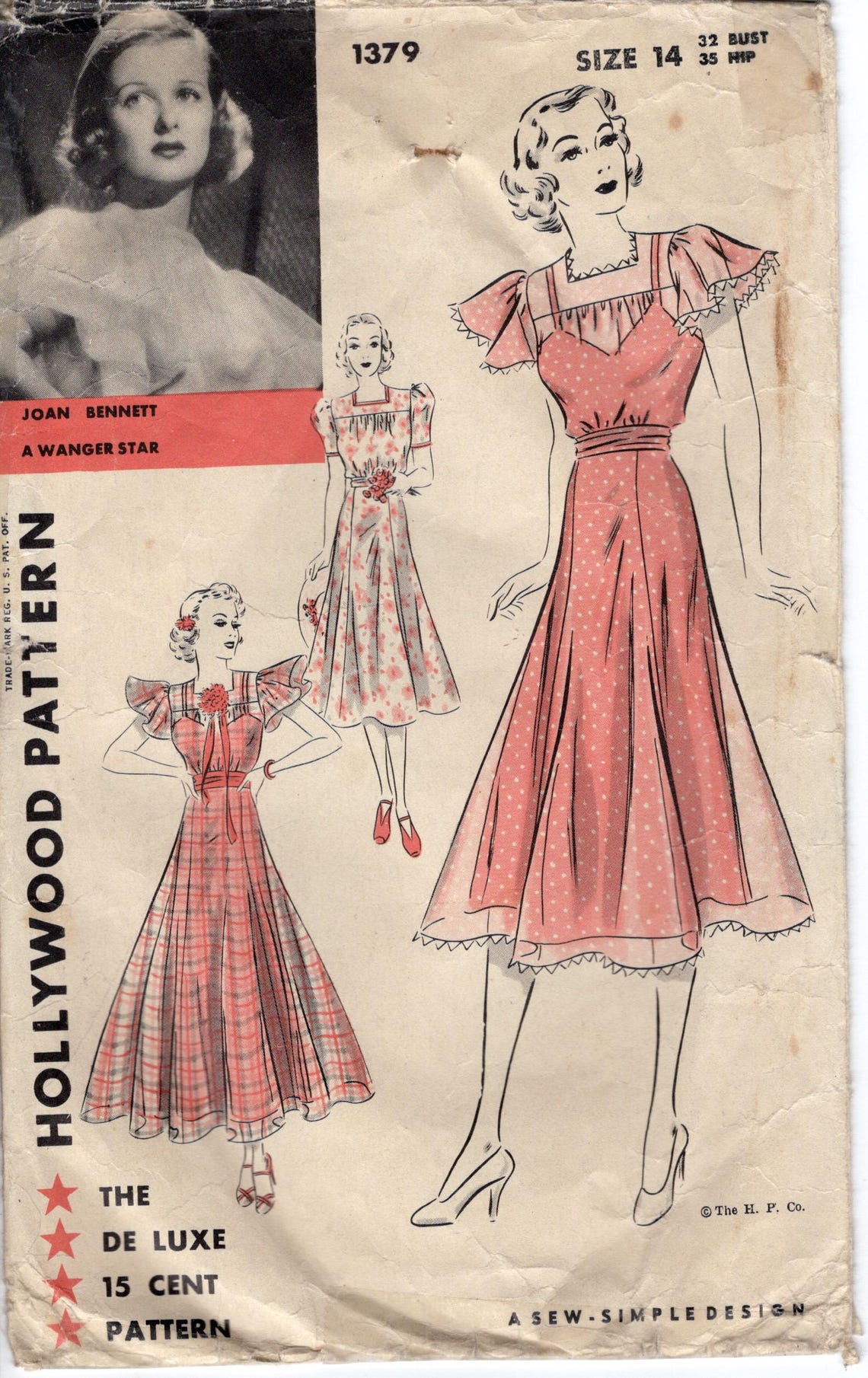 1935 Hollywood Pattern 1379 One-piece Frock. Joan Bennett - Etsy