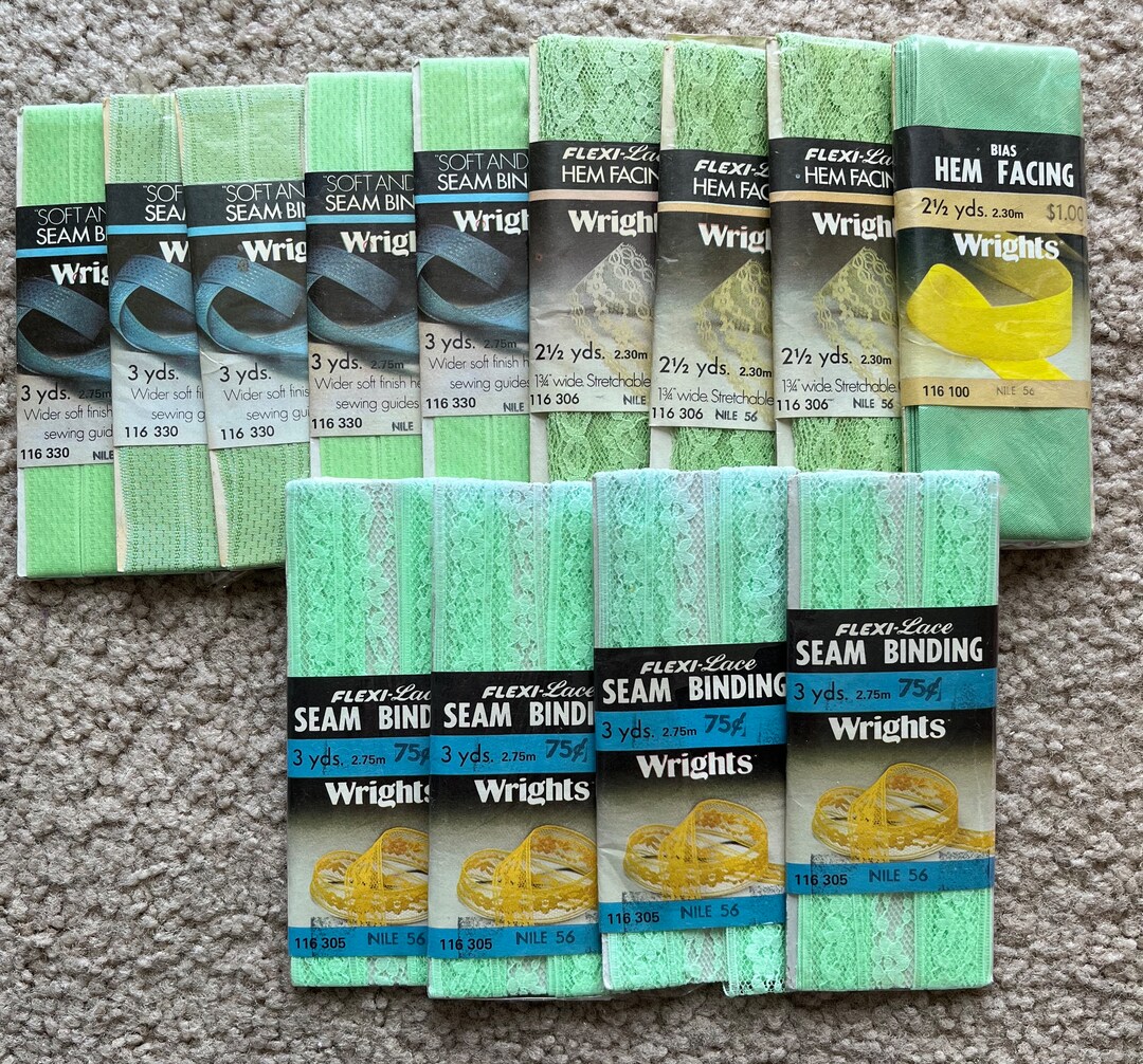 NOS Wrights Nile Green Seam Binding, Hem Facing, Seam Binding, Hem ...