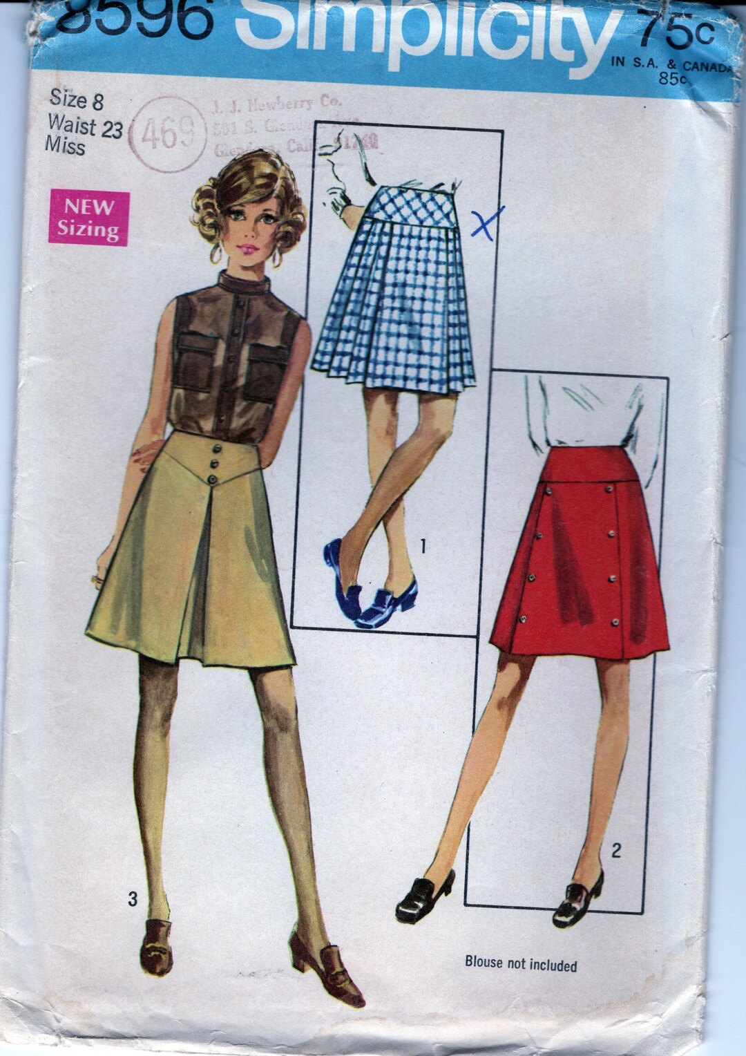 1969 Simplicity 8596 Misses' Set of Skirts. Waist 23" - Etsy