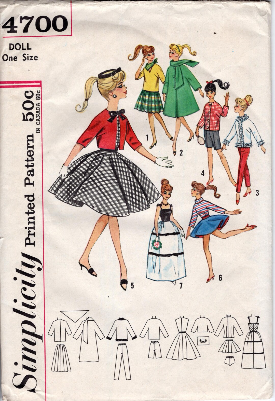 1963 Simplicity 4700 Fashion Teen Doll Clothes Pattern. Barbie - Etsy