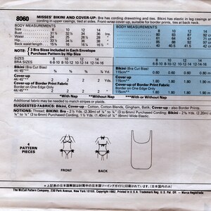 1982 Mccall's 8060 Misses' Bikini and Cover-up - Etsy