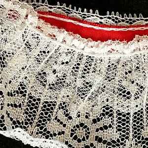 Double Ruffle Lace. 2.25" Wide. Red Satin Ribbon Header. by the Yard - Etsy