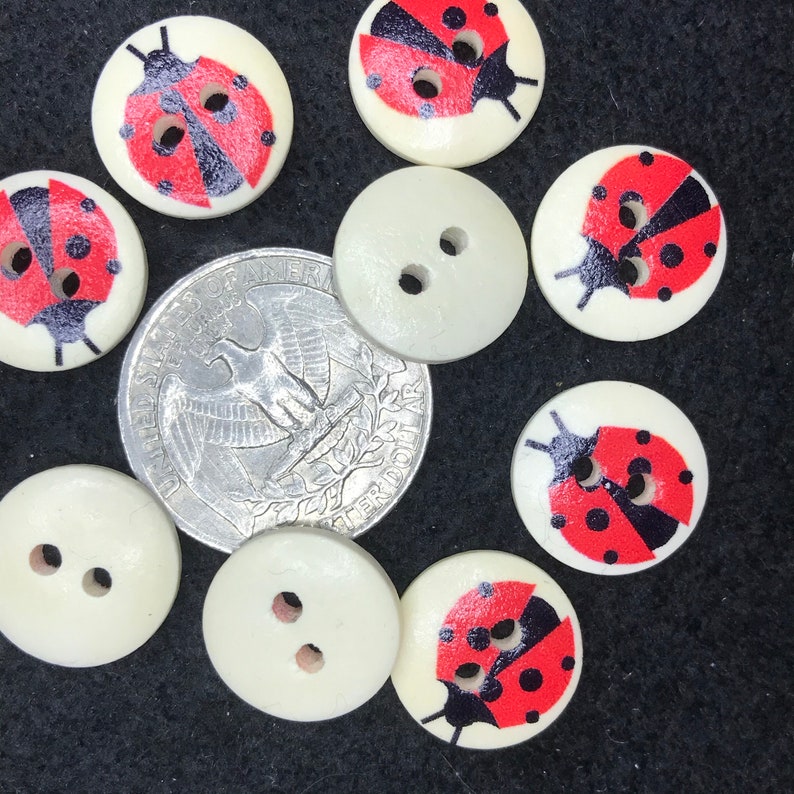 New Lady Bug Round Wood, Two Hole Buttons - Etsy