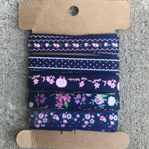 Pink and Navy Ribbon - Etsy