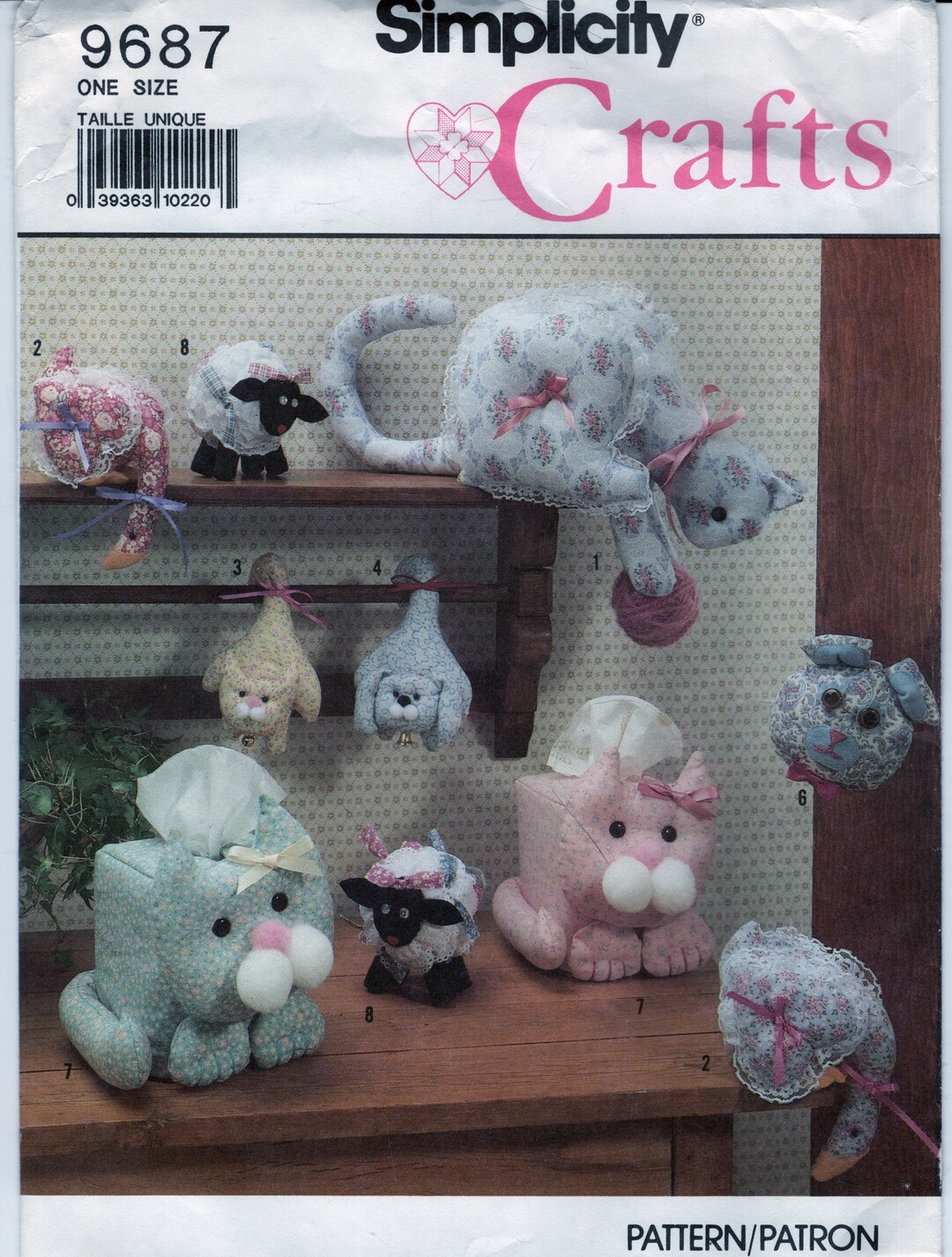 1990 Simplicity 9687 Bazaar Items. Cat, Goose, Lamb - Etsy