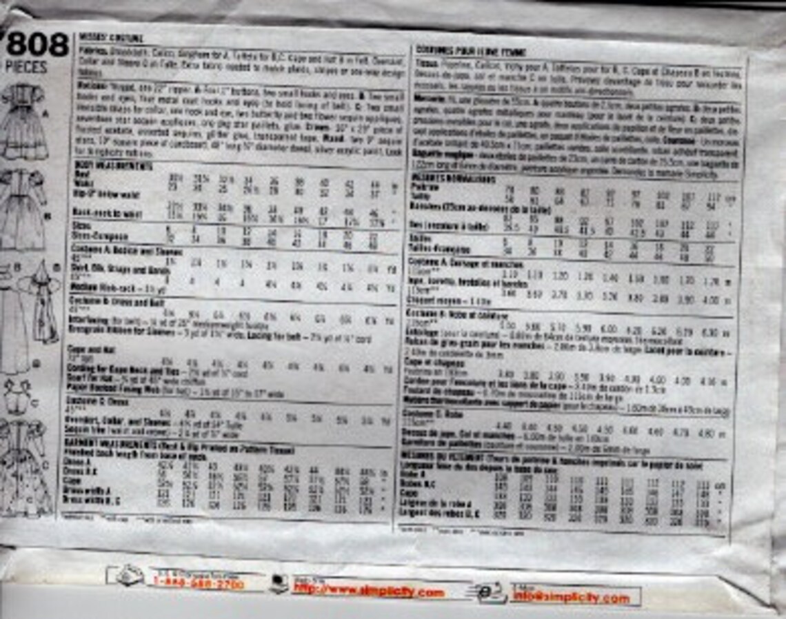 1997 Simplicity 7808 Wizard of OZ Glenda Dorothy and Wicked - Etsy