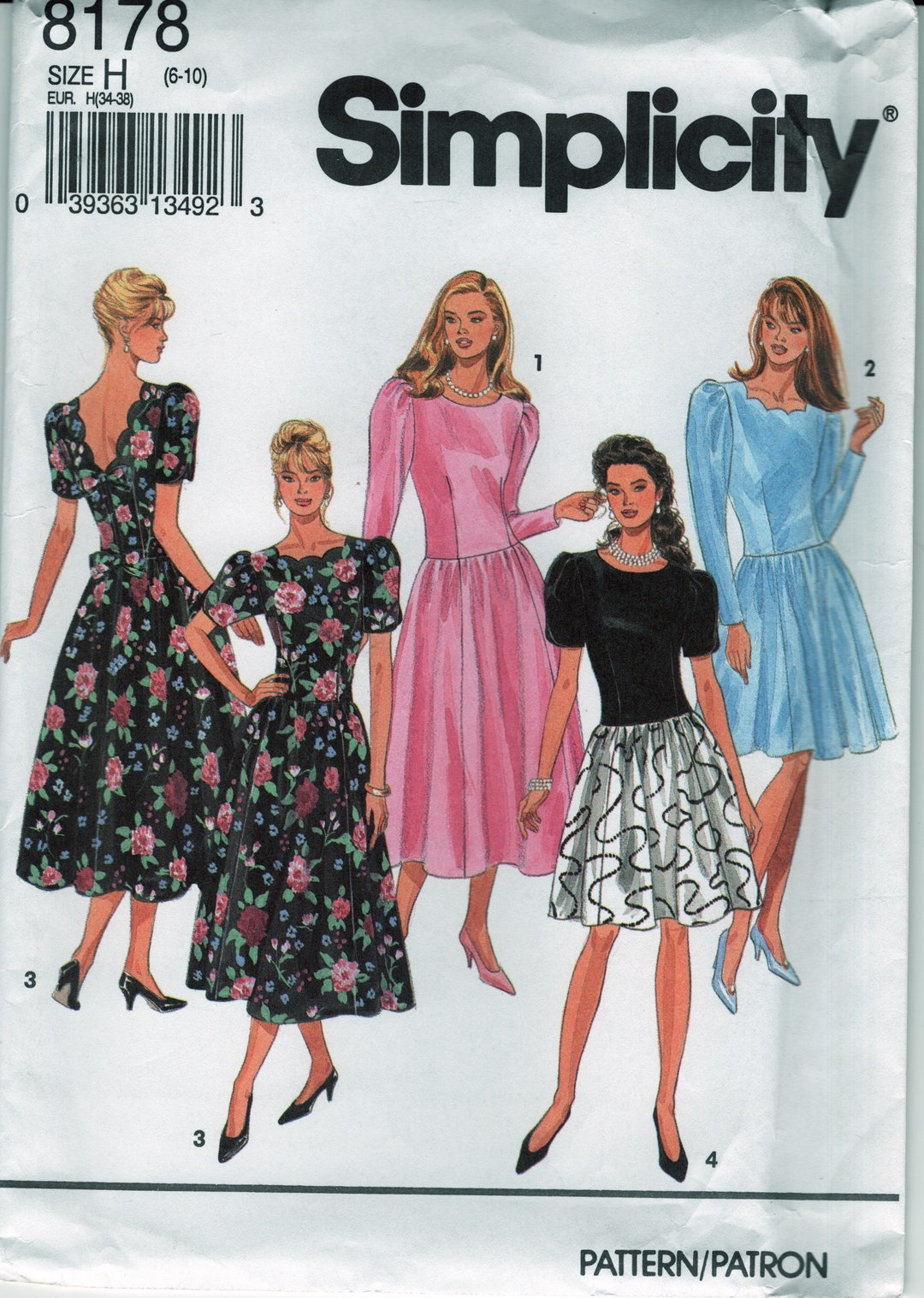 1992 Simplicity 8178 Misses'/miss Petite Dress in Two Lengths. Formal ...