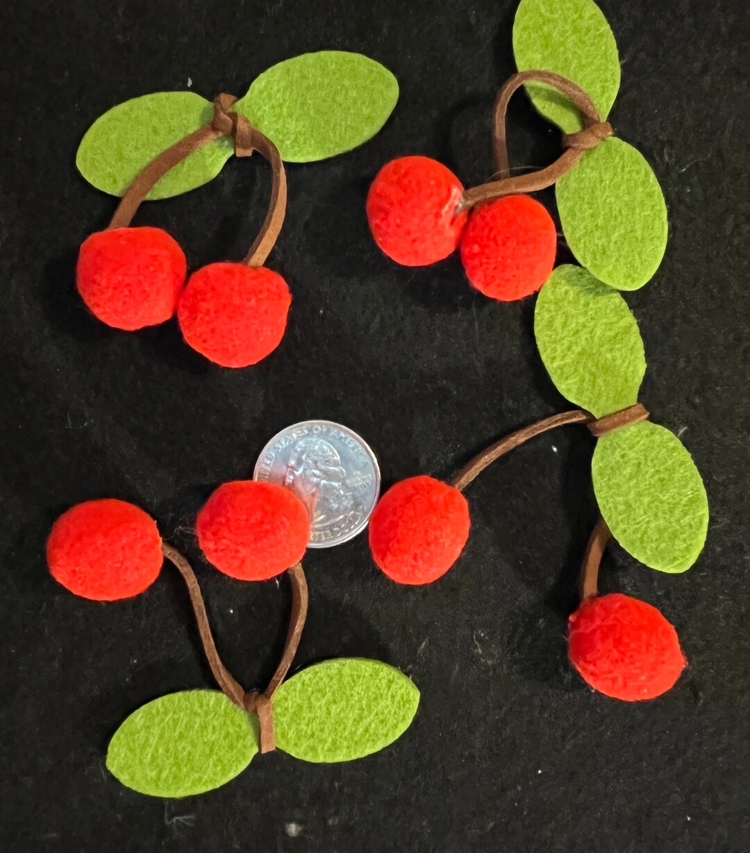 Set of Four Felt Cherries. for Various Craft Projects. Multiple Colors ...