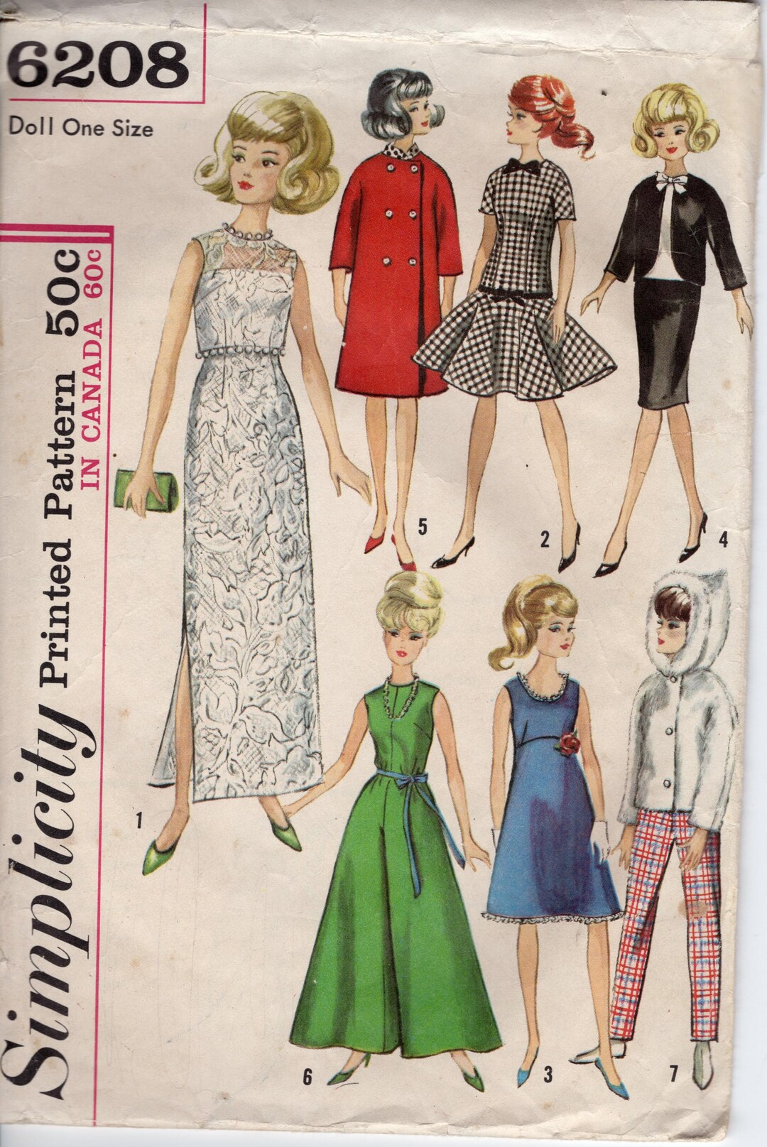 1965 Simplicity 6208 Wardrobe Suitable for Such Teen Model Dolls as ...