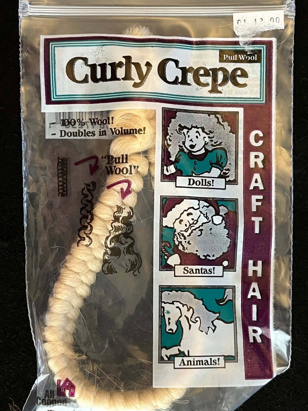 Curly Crepe 100% Wool Craft, Doll Hair. Blonde Doll Hair - Etsy