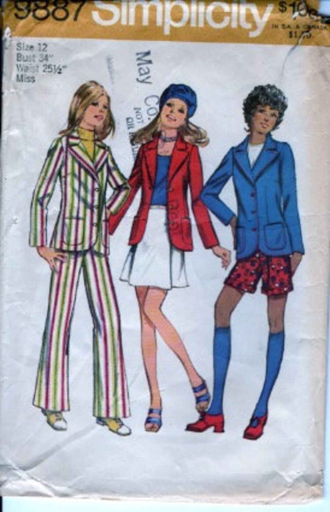 1972 Simplicity 9887 Junior Petites' and Misses' Unlined Jacket, Mini ...