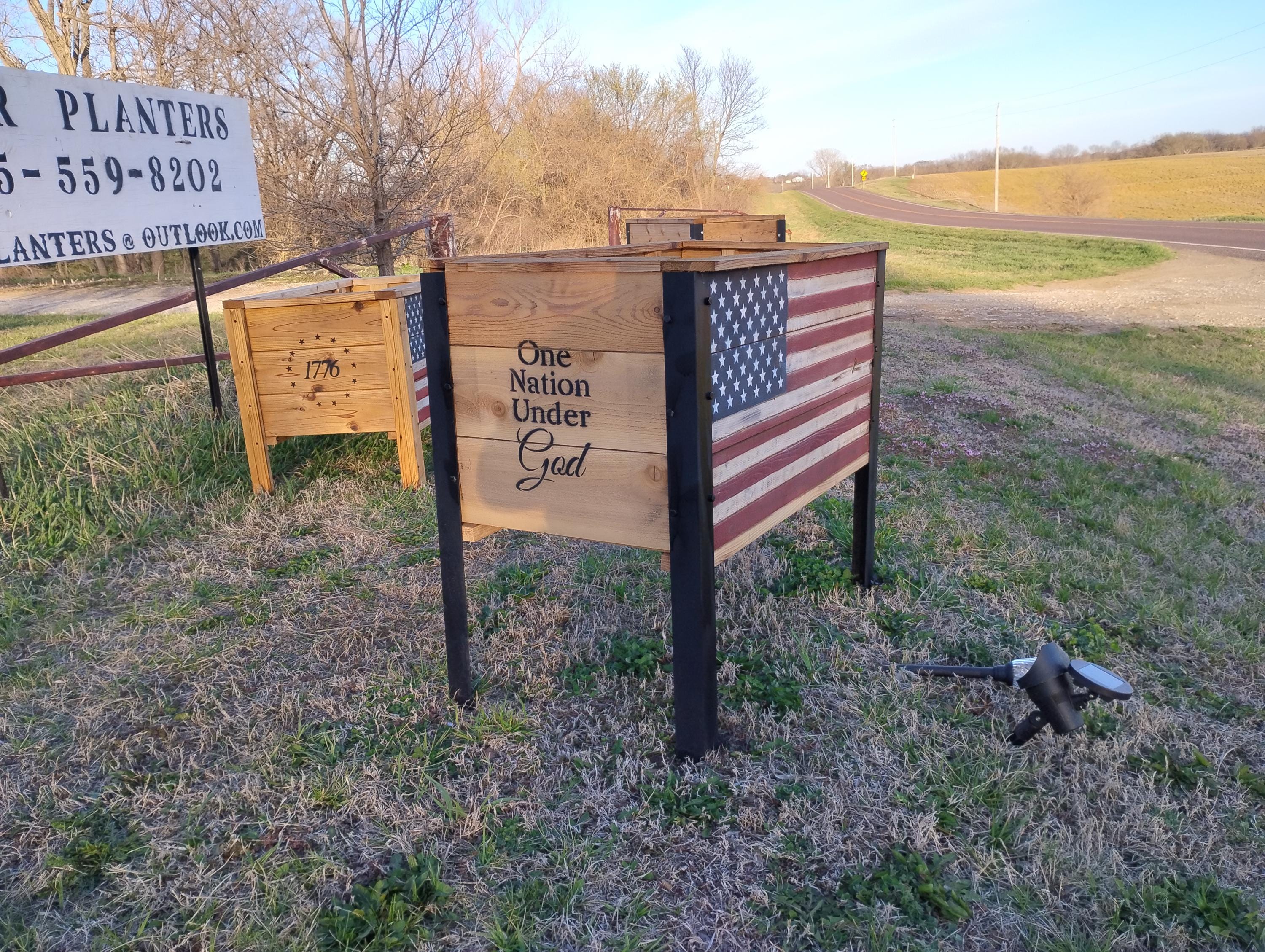 American Flag,cedar Planters, Raised Garden Beds, Garden Planters ...