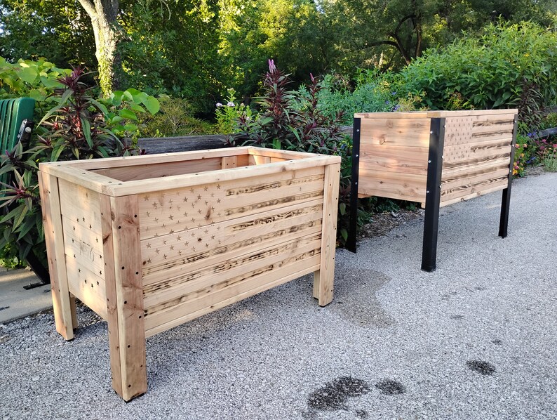 American Flag,cedar Planters, Raised Garden Beds, Garden Planters ...