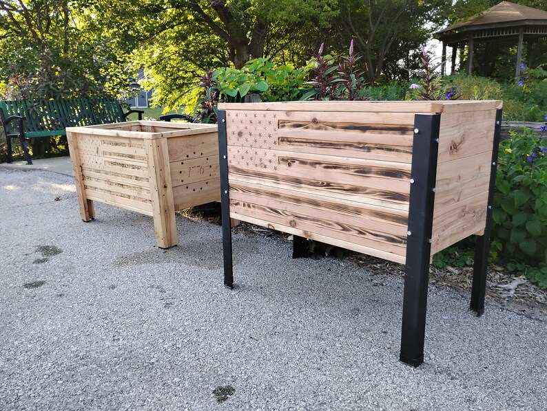 American Flag,cedar Planters, Raised Garden Beds, Garden Planters ...