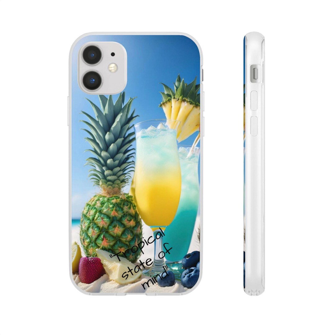 Tropical Beach, Pineapple, Grape , Flexi Case, for iPhone 11-15 ...