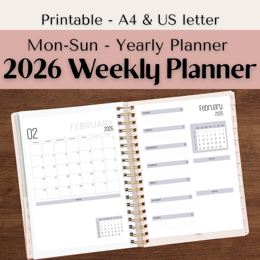 2026 Weekly Planner Printable: Minimalist Design (A4/US Letter PDF ...