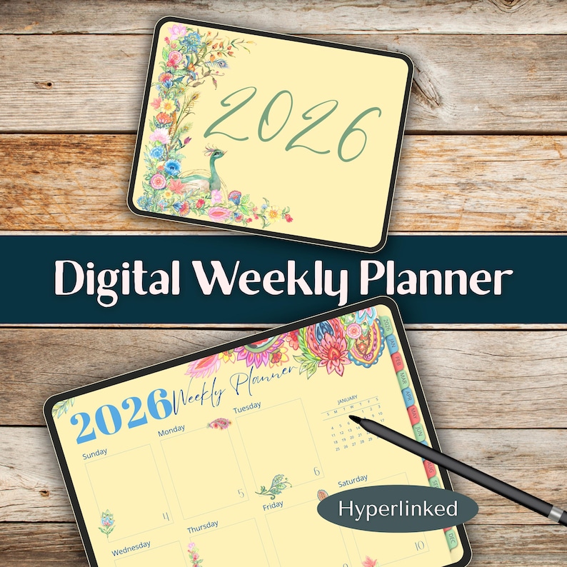 2026 Weekly Digital Planner: Pastel Floral Design, Hyperlinked ...