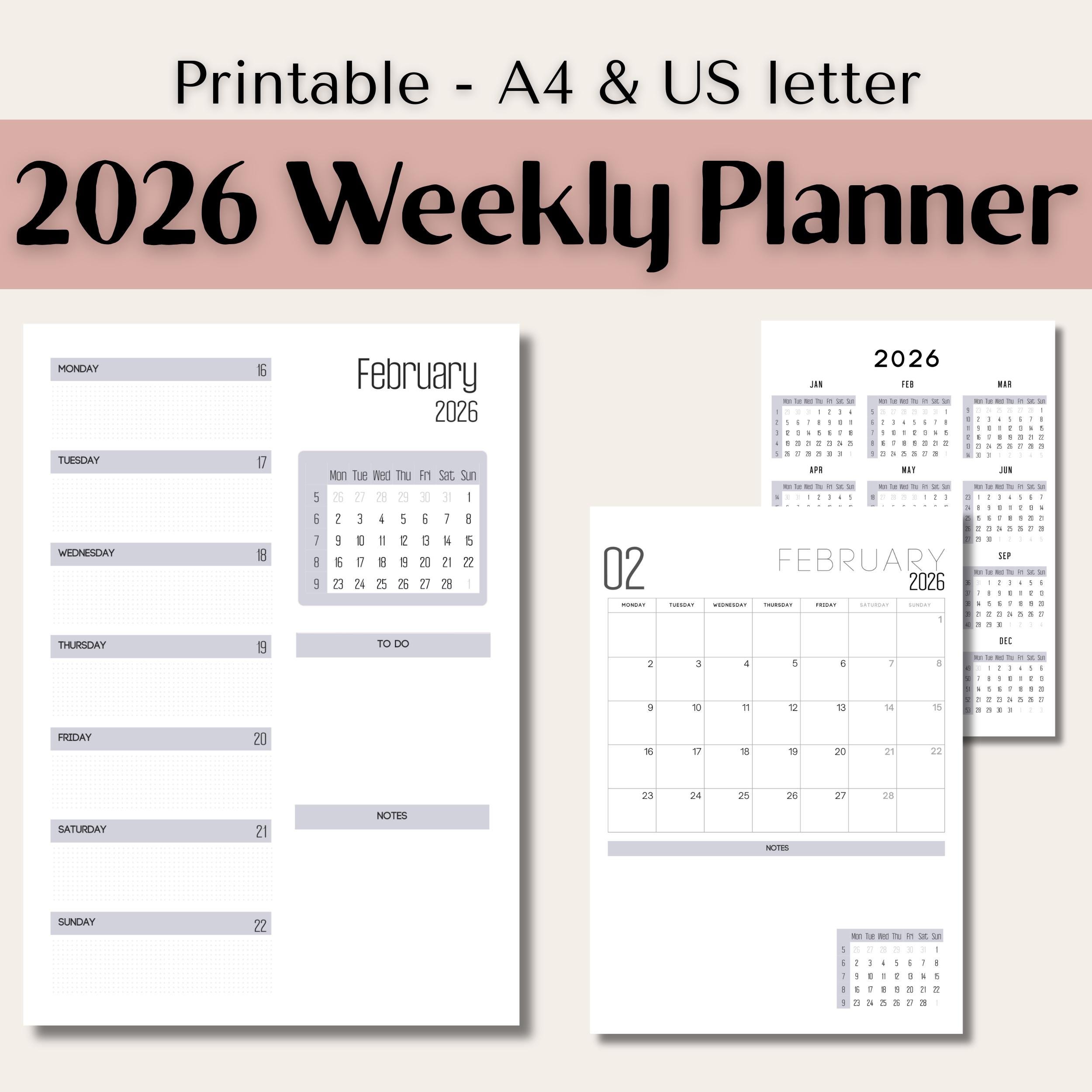 2026 Weekly Planner Printable: Minimalist Design (A4/US Letter PDF ...