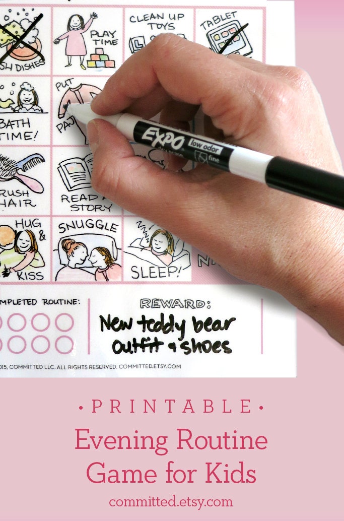 Printable Bedtime Routine Chart Game for Toddler & Preschooler - Etsy