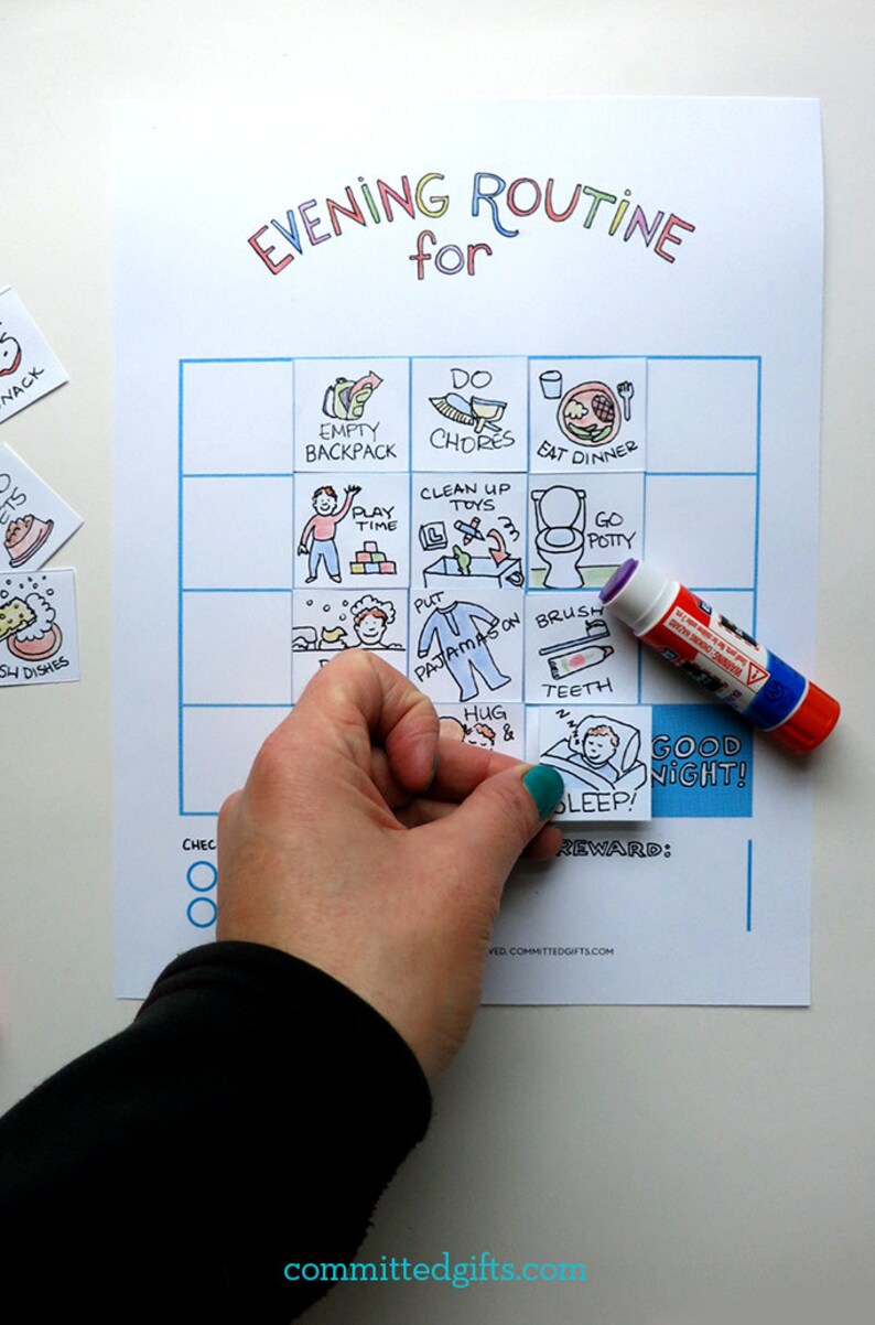 Printable Bedtime Routine Chart Game for Toddler & Preschooler | Dry ...
