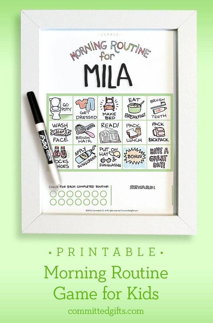 Printable Morning Routine Chart Game for Toddler & Preschooler | Dry ...