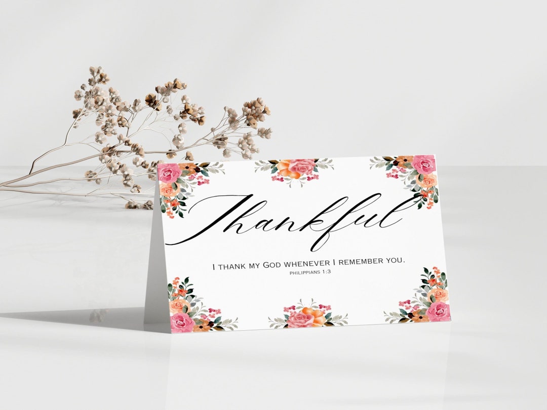 Bible Verse Thank You Card, Scripture Gratitude Card, Printable Thank ...