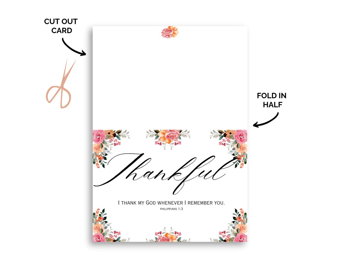 Bible Verse Thank You Card, Scripture Gratitude Card, Printable Thank ...