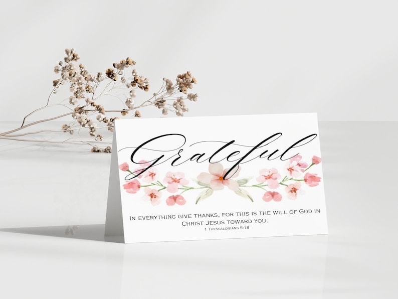 Bible Verse Thank You Card, Scripture Gratitude Card, Printable Thank ...