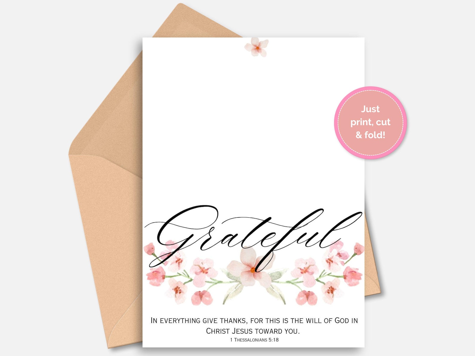 Bible Verse Thank You Card, Floral Watercolor (printable) - Etsy
